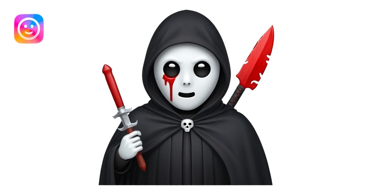 make a ghost face emoji with a cloak on and a bloody knife from the ...