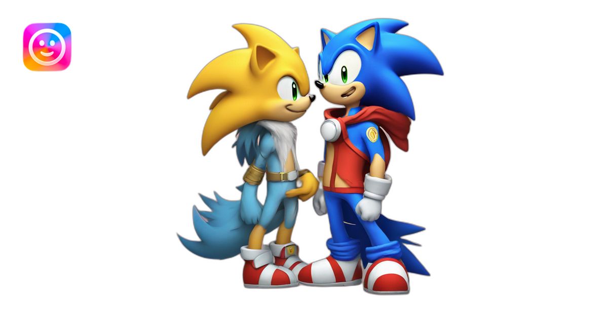 Sonic-and-Pikach-kissing-love emoji | AI Emoji Generator