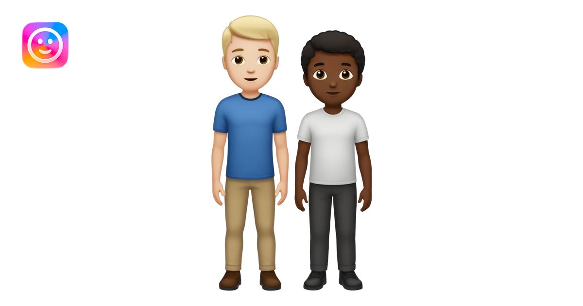Tall white guy with midget black guy emoji | AI Emoji Generator