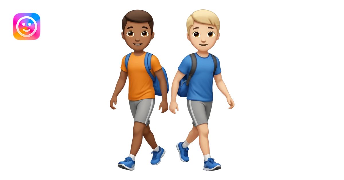 two boys walking, wearing gym clothes, full body emoji | AI Emoji Generator
