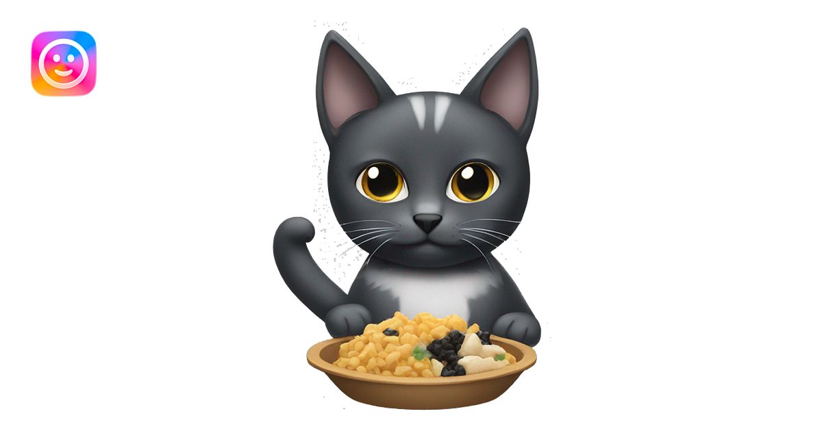 Gray and black cat eating food emoji | AI Emoji Generator