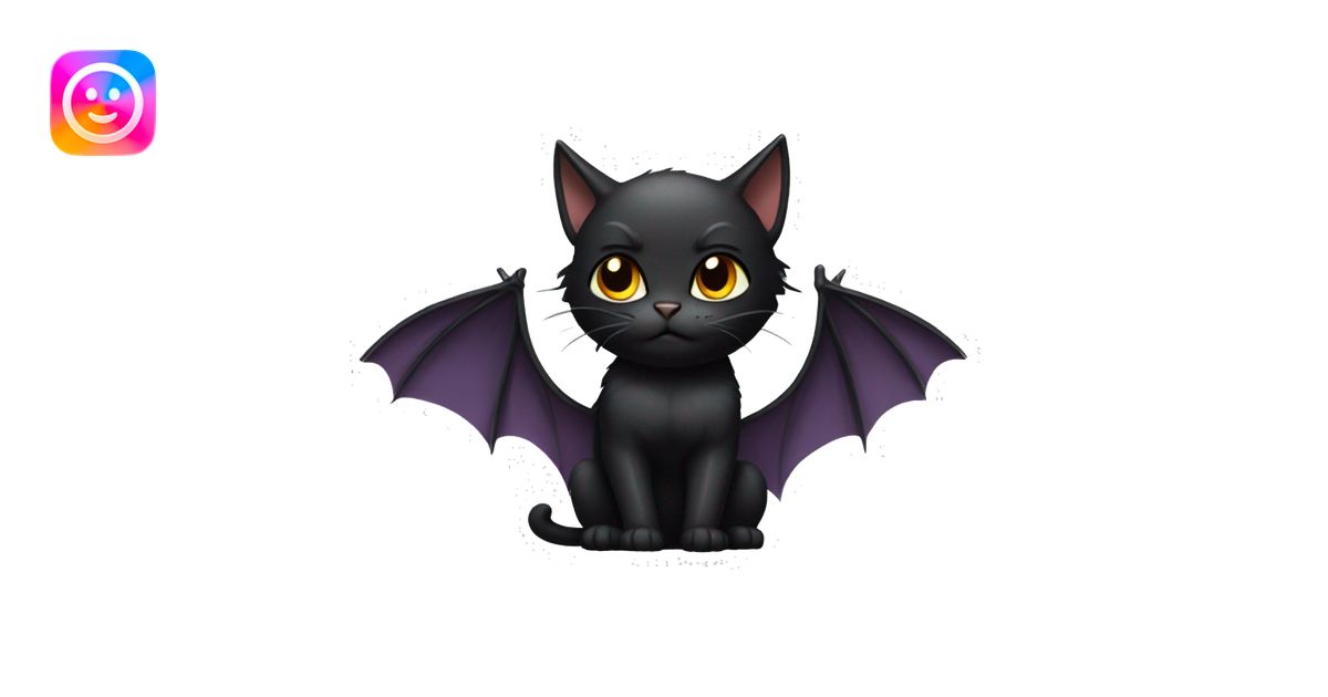 a buff black cat with bat wings emoji | AI Emoji Generator