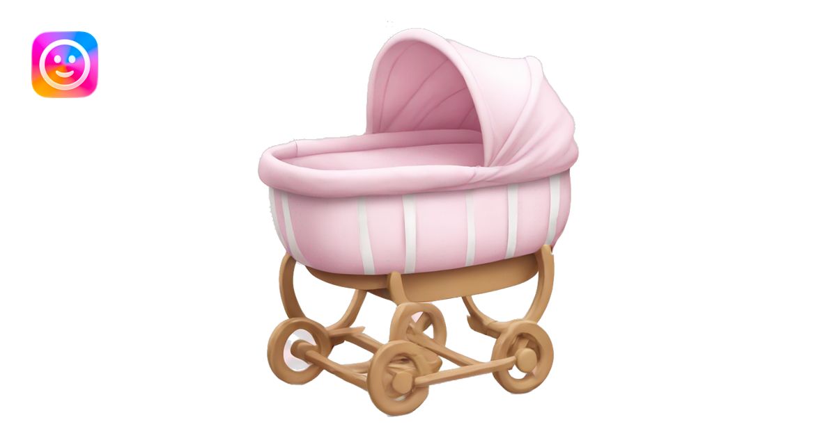 Pink and white baby bassinet emoji | AI Emoji Generator