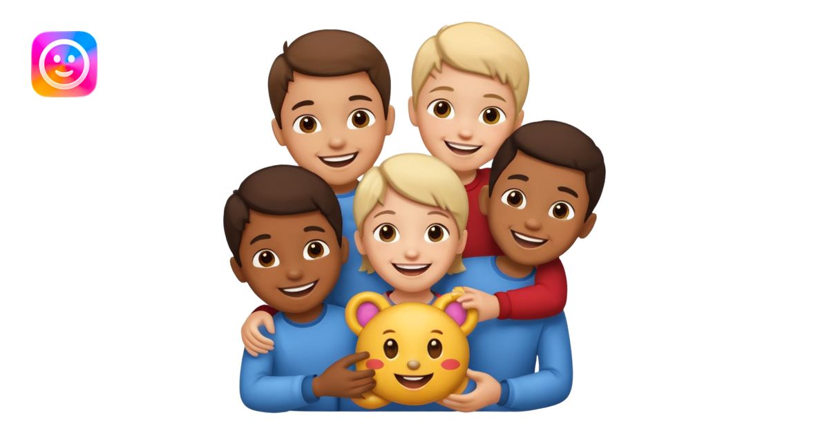 enfants qui partagent un jouet emoji | AI Emoji Generator