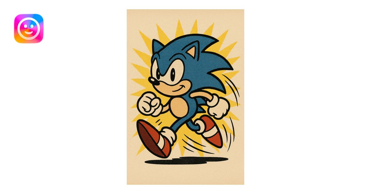 Sonic the Hedgehog in classic cartoon style illustration | AI Emoji ...