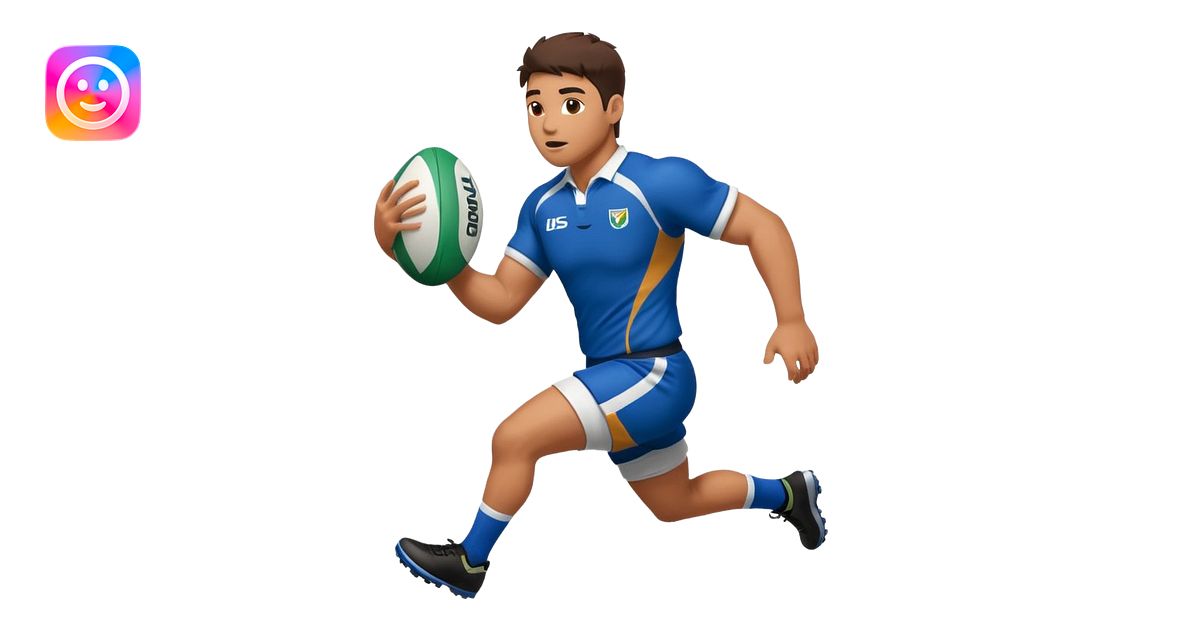 Rugby player with ball running emoji | AI Emoji Generator