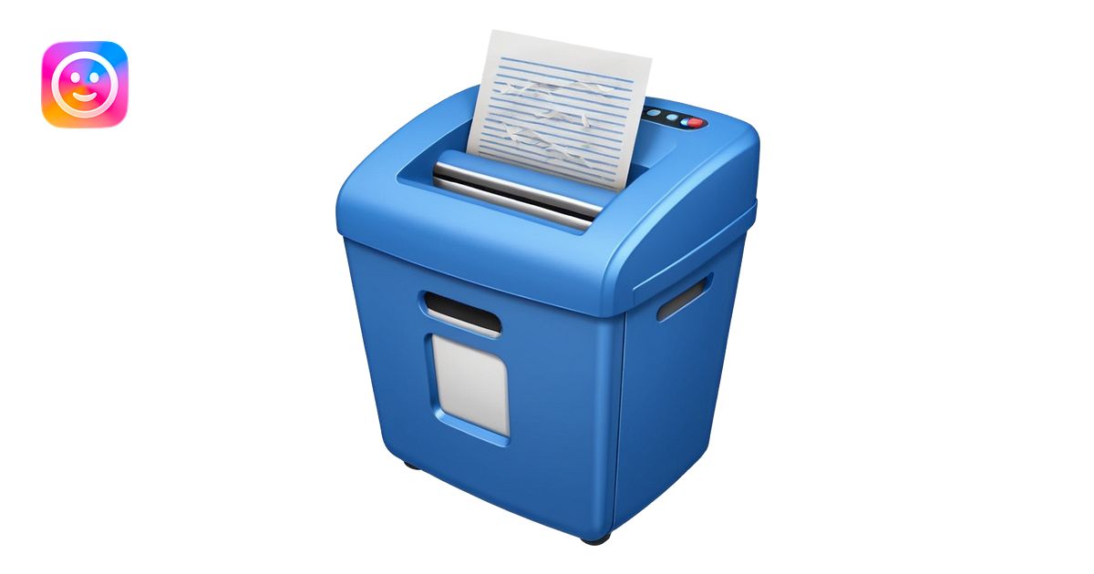 blue paper shredder with papers emoji | AI Emoji Generator
