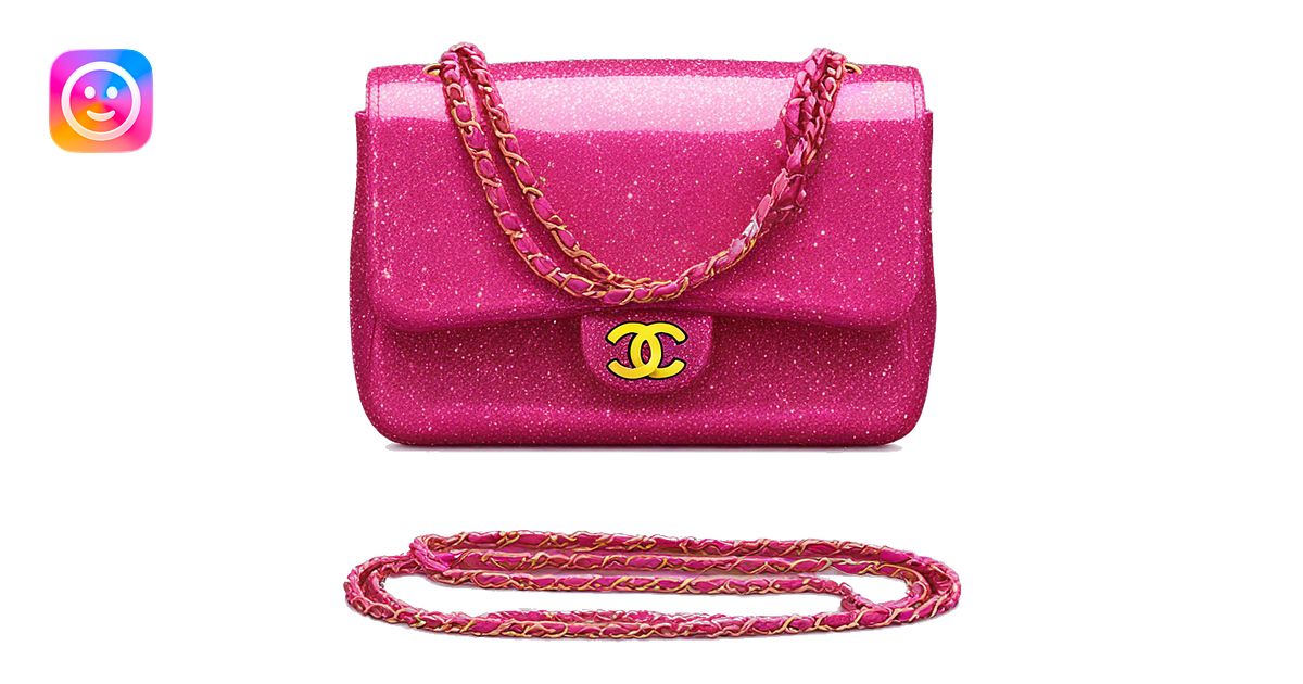Chanel classic flap bag hot pink sparkle glitter no reflection emoji ...