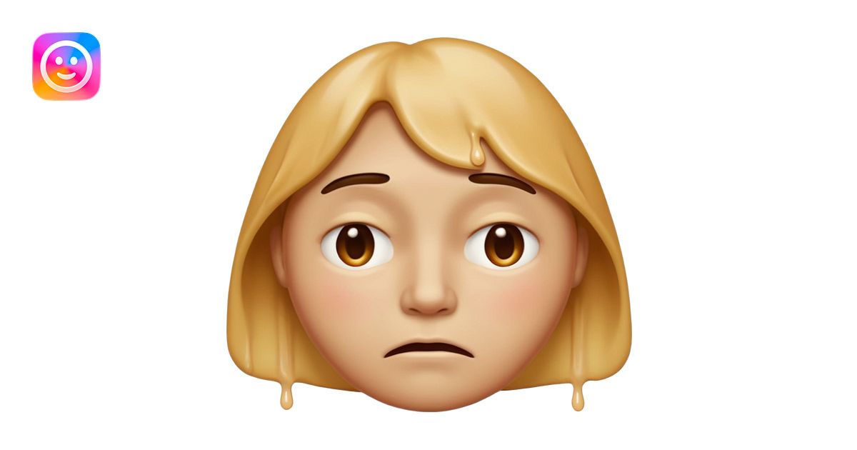 Apple-style emoji person inspired by the Apple melting face emoji (🫠 ...