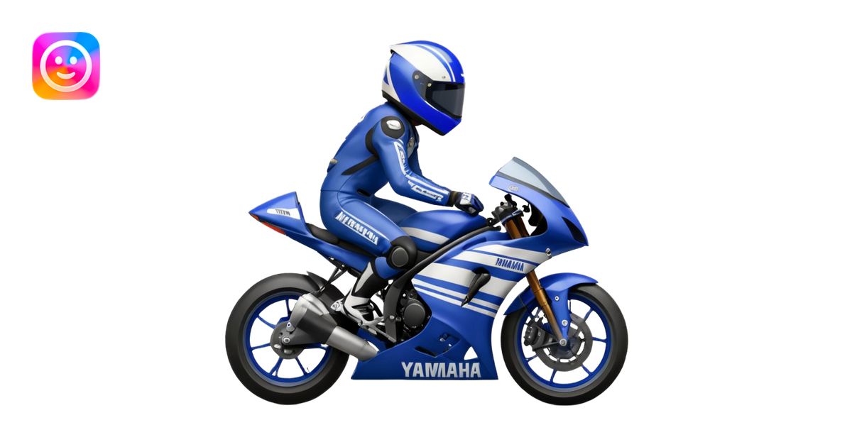 yamaha motorcycle racer with full face helmet emoji | AI Emoji Generator