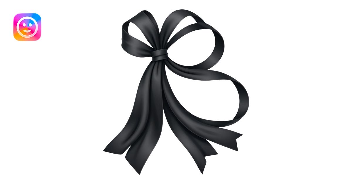 One Black thin ribbon for dead people honoring emoji | AI Emoji Generator