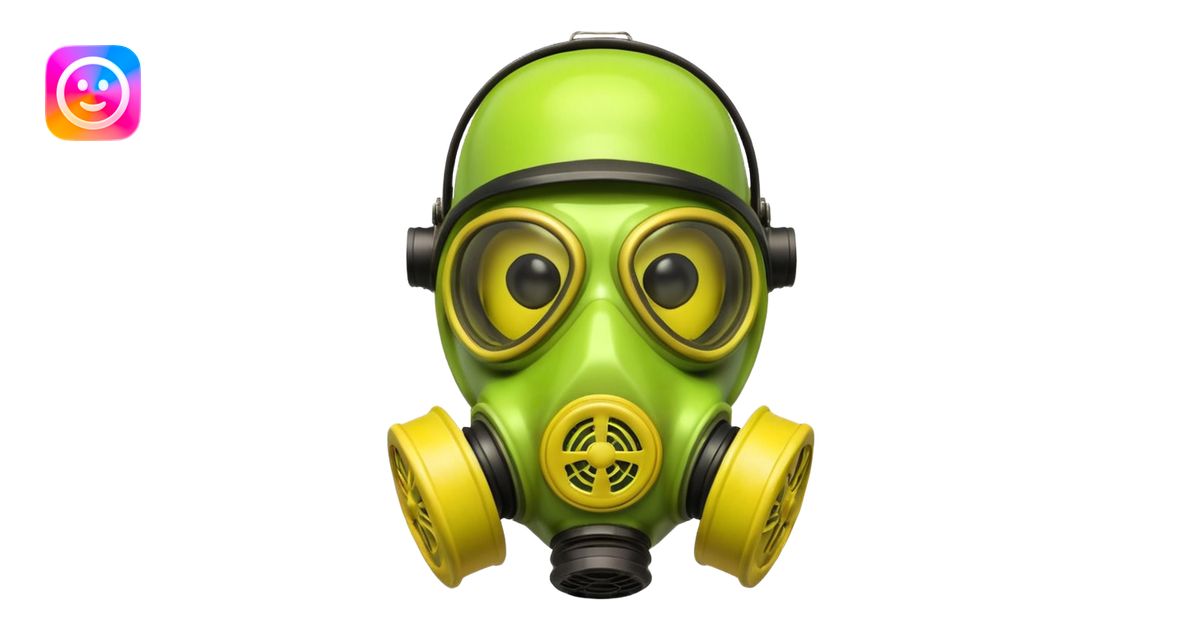 3D render of Gas Mask, toxic waste aesthetic, neon green bubbling ...