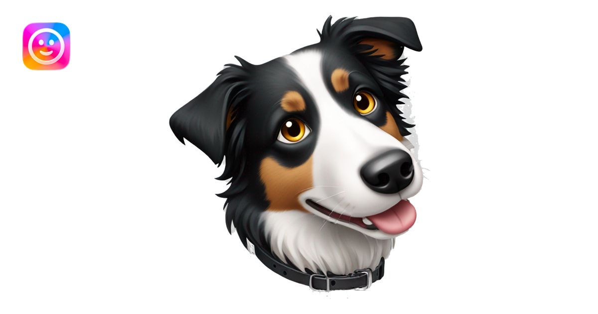 Border collie with Fiona on collar emoji | AI Emoji Generator