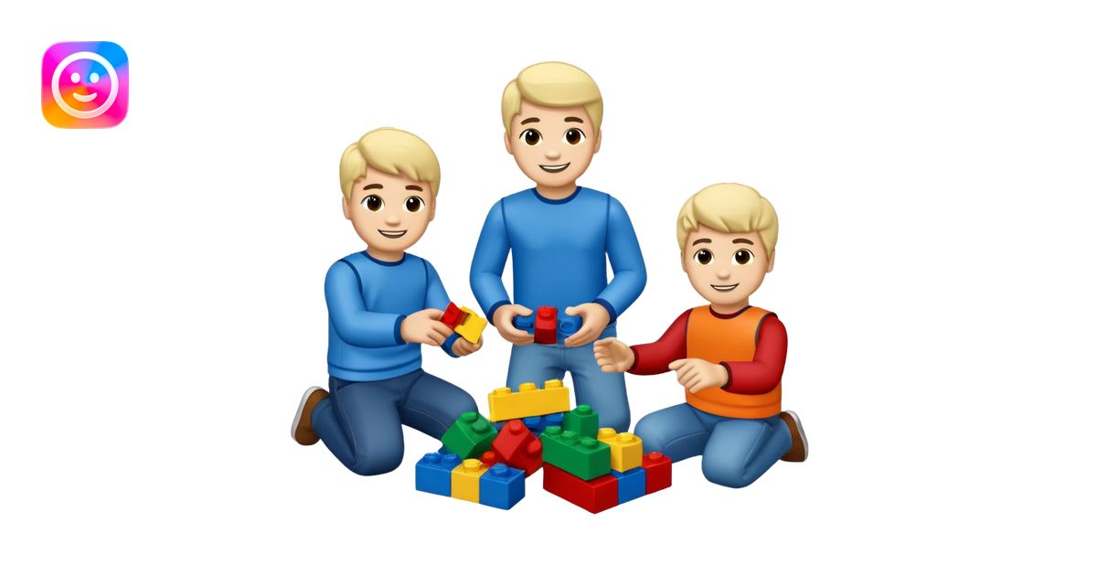 boys playing with legos full body emoji | AI Emoji Generator