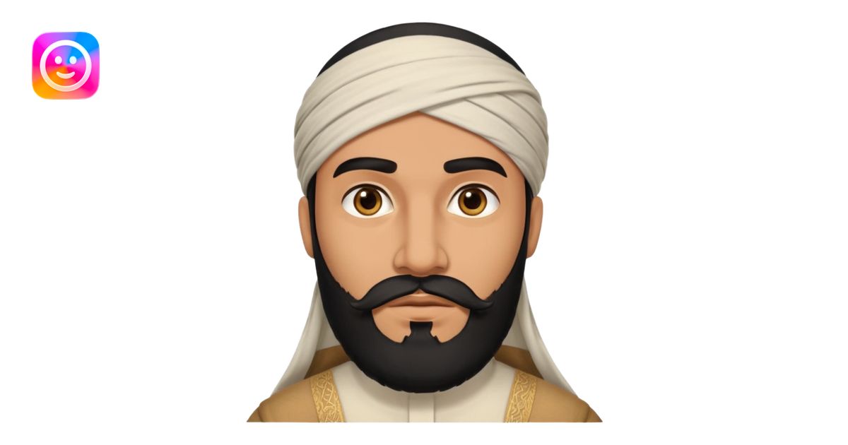 arab with black beard and defined jaw emoji | AI Emoji Generator