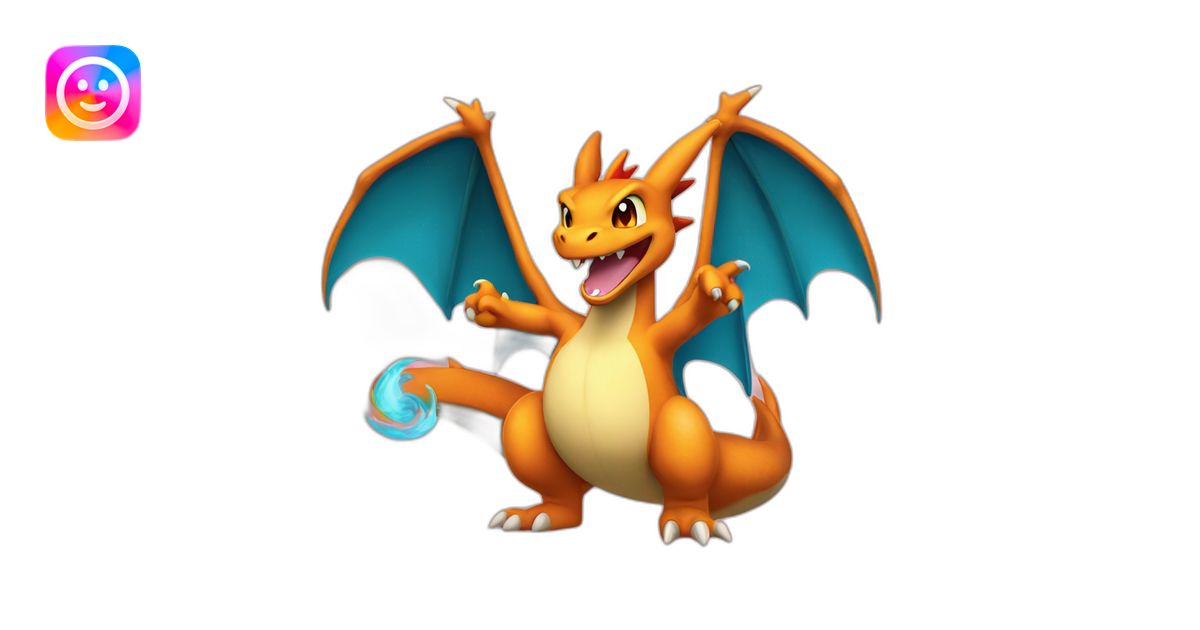 charizard with happy face emoji | AI Emoji Generator