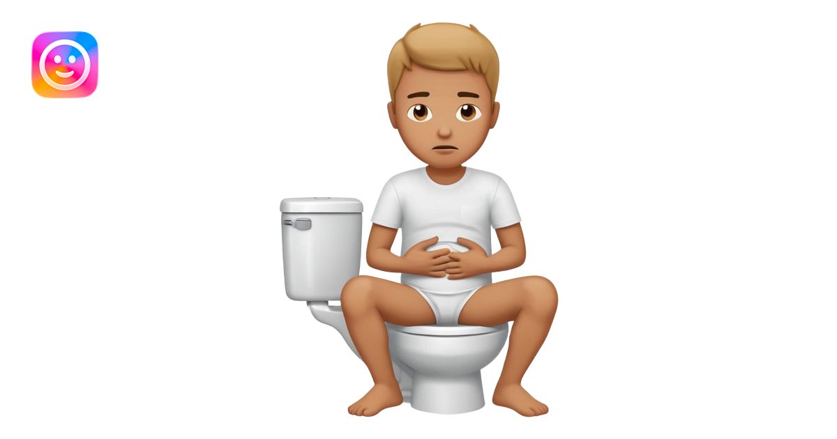 Man siting in a toilet bowl for diarrhea emoji | AI Emoji Generator
