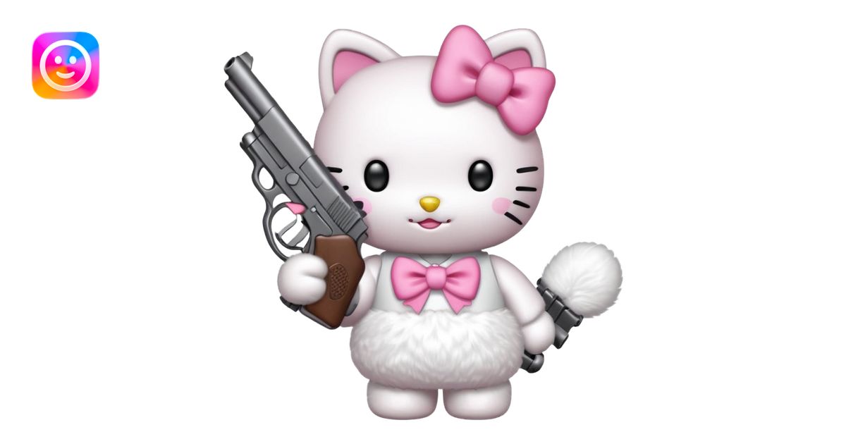 Hello kitty with gun emoji | AI Emoji Generator