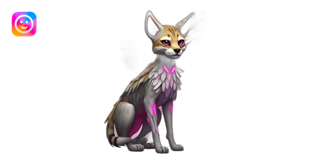 Coyote ocelot standing with grey and black fur and phoenix wings on ...