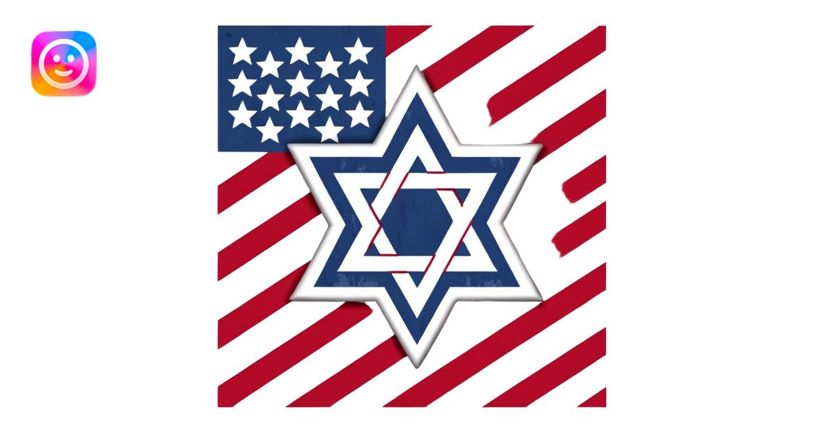 United States flag with a swastika symbol and star of david symbol on ...