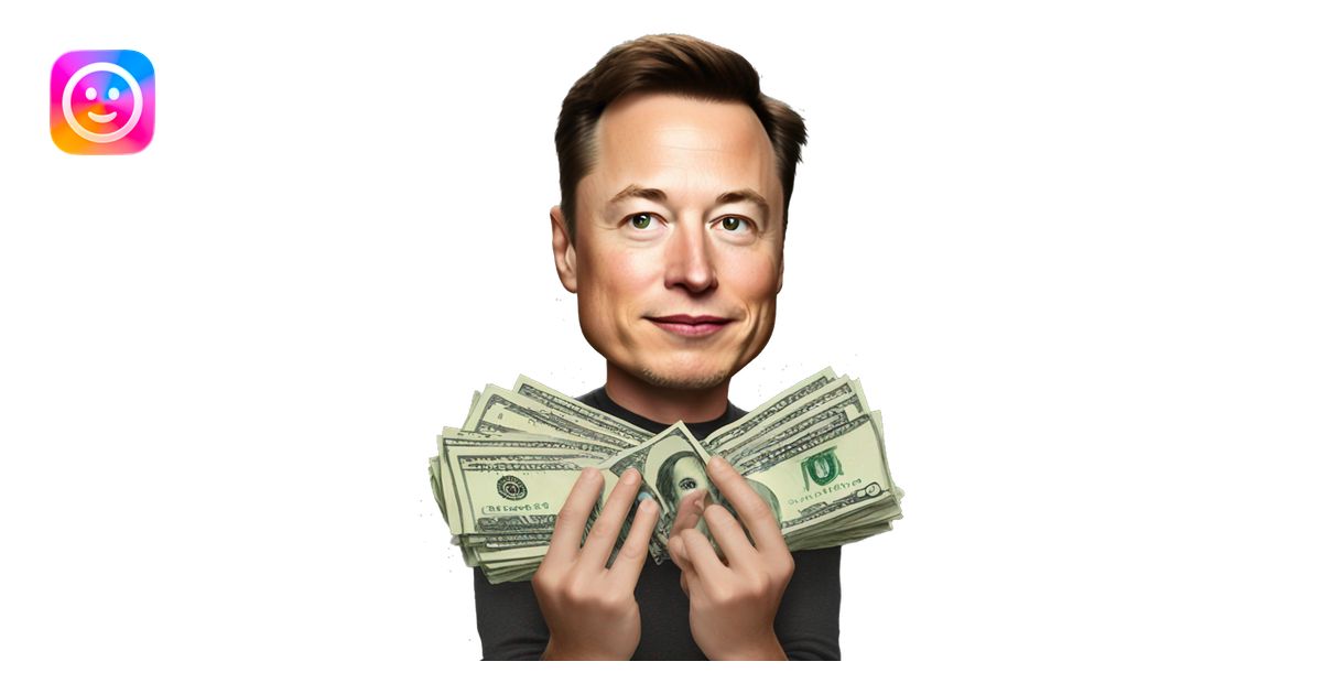 Money on Elon musk's hand emoji | AI Emoji Generator