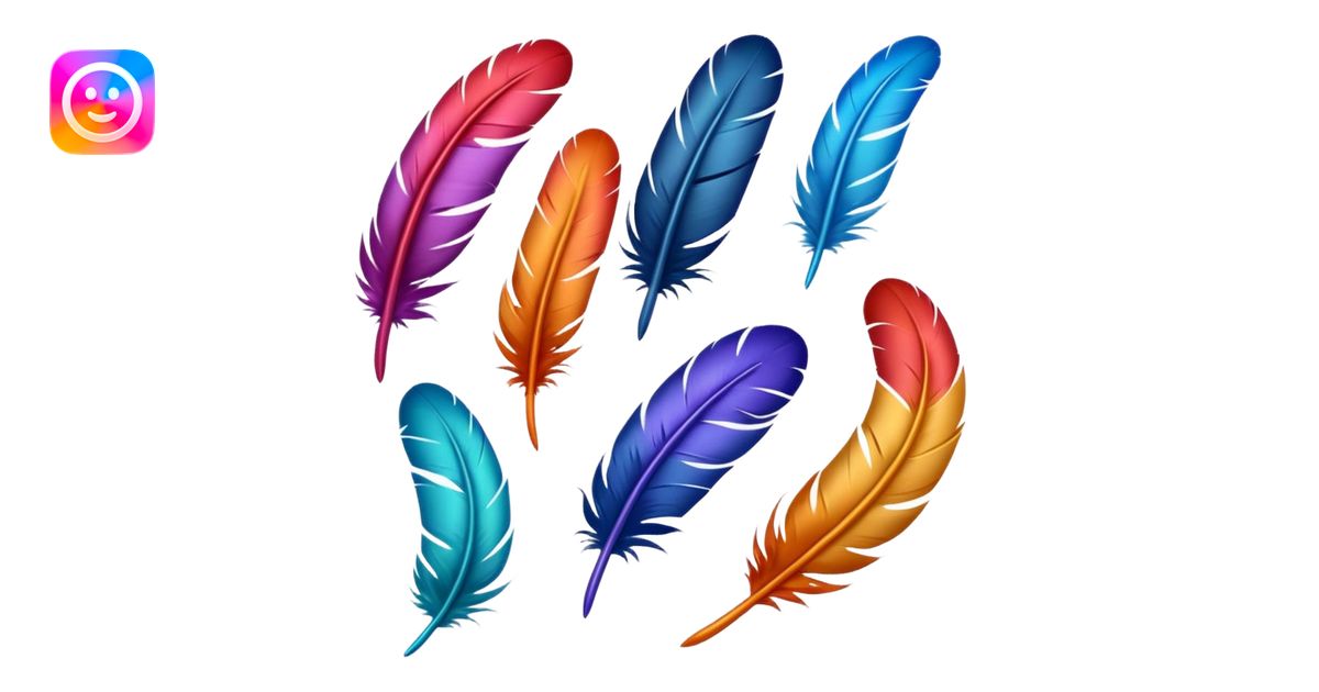 Different colored feathers falling emoji | AI Emoji Generator