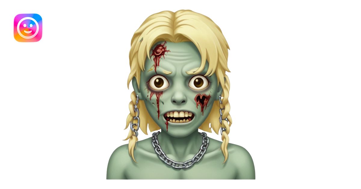 Zombie com dente de ouro e cabelo loiro com correntes emoji | AI Emoji ...