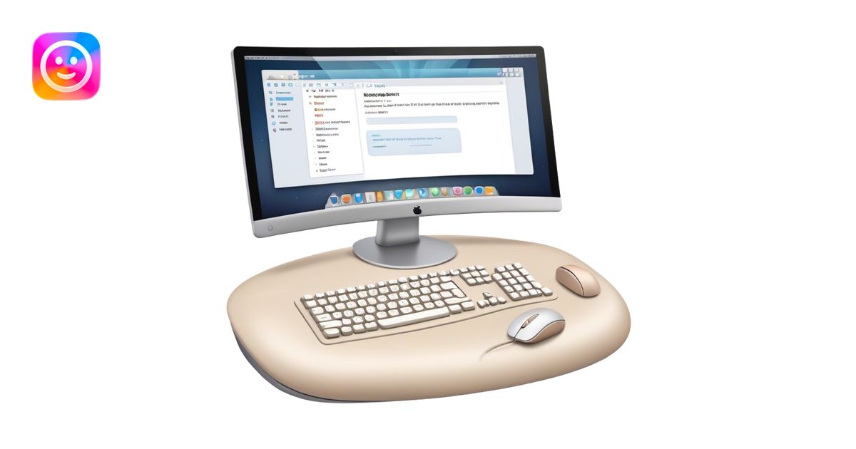 Create an emoji for UX/UI design. Large curved monitor, displaying UX ...