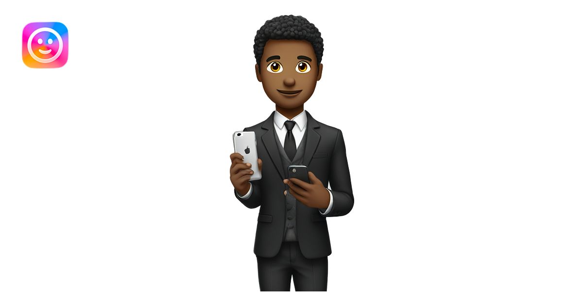 stylish young man in formal wear holding iPhone emoji | AI Emoji Generator