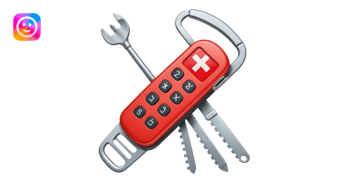 swiss army knife emoji where each tool has an icon: calculator for ...