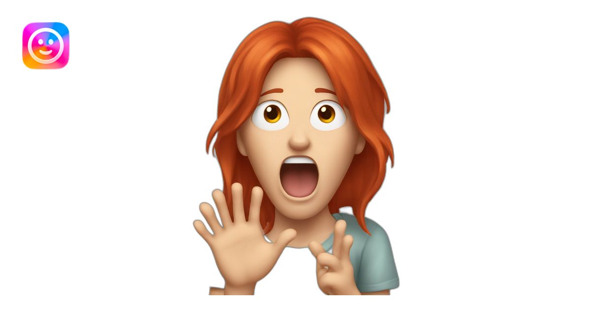 red hair scream hands emoji | AI Emoji Generator