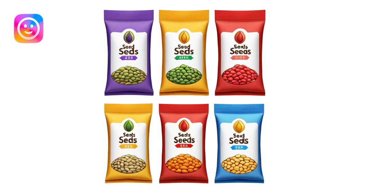 several packs of seeds. Transparent background emoji | AI Emoji Generator