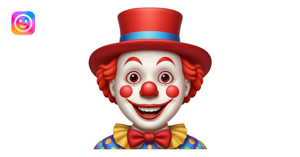 Clown with big top hat emoji | AI Emoji Generator