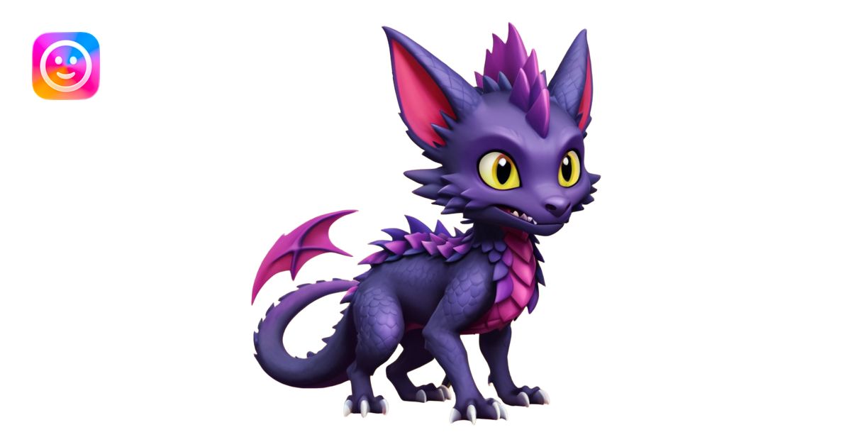 Spyro-Toothless-Sergal-Lykoi-Pokémon-Fakémon-creature-hybrid emoji | AI ...