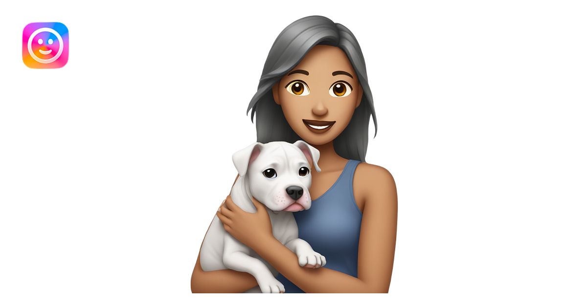 Pretty Filipino woman holding gray pit bull puppy emoji | AI Emoji ...