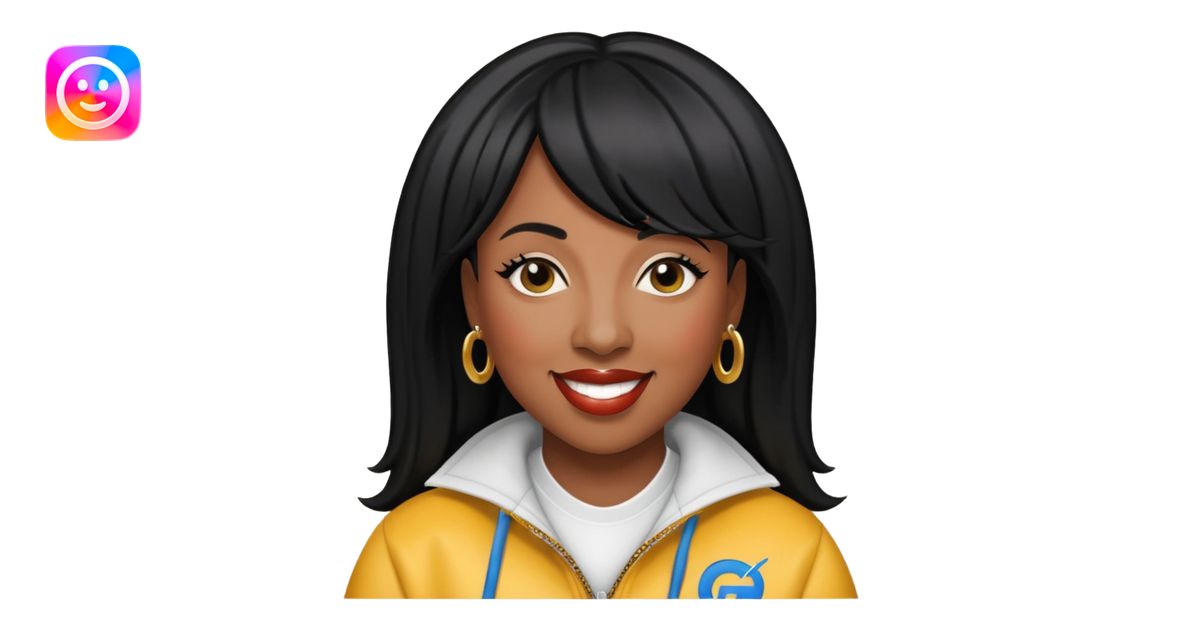 Missy Elliott with black hair emoji | AI Emoji Generator