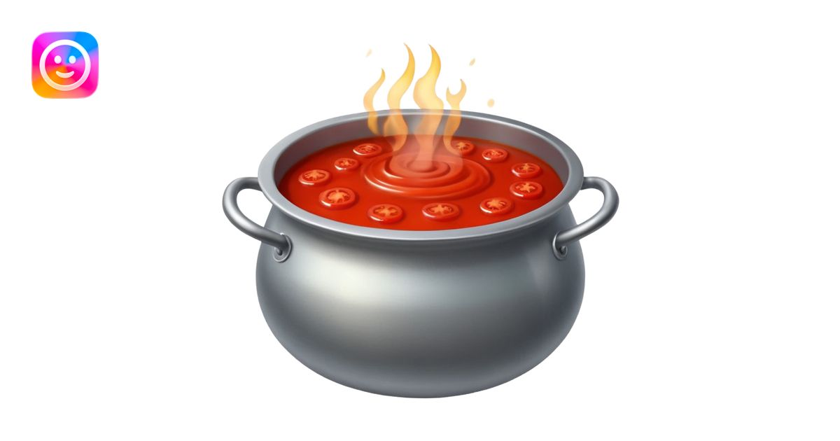 Big cauldron of tomato sauce being cooked emoji emoji | AI Emoji Generator