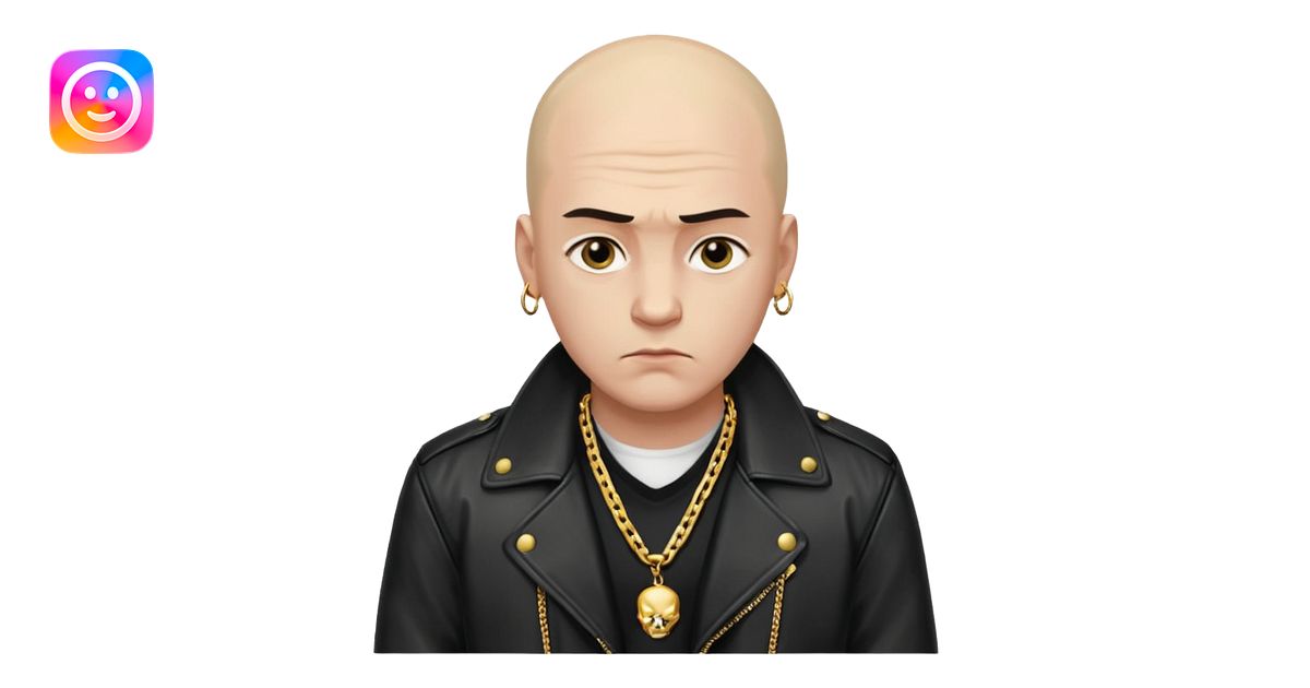 Bald Russian 1990s gangster emoji, leather jacket, , serious face emoji ...