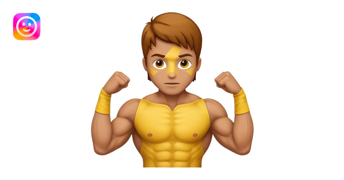 Male core muscles yellow default skin and hair emoji | AI Emoji Generator