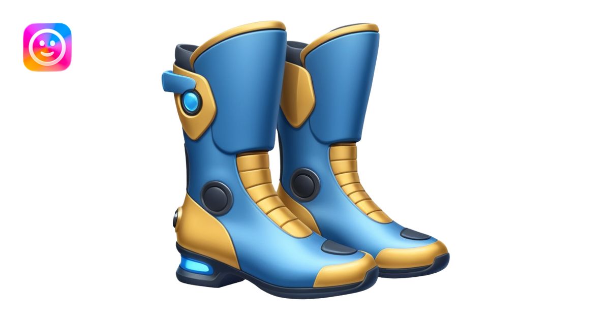 Flat futuristic emoji of sleek jet boots with soft glow thrusters ...