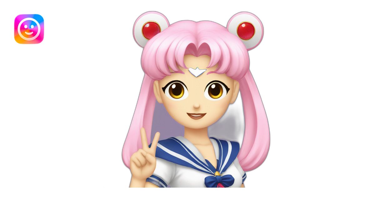 sailor moon putting a peace sign up emoji | AI Emoji Generator