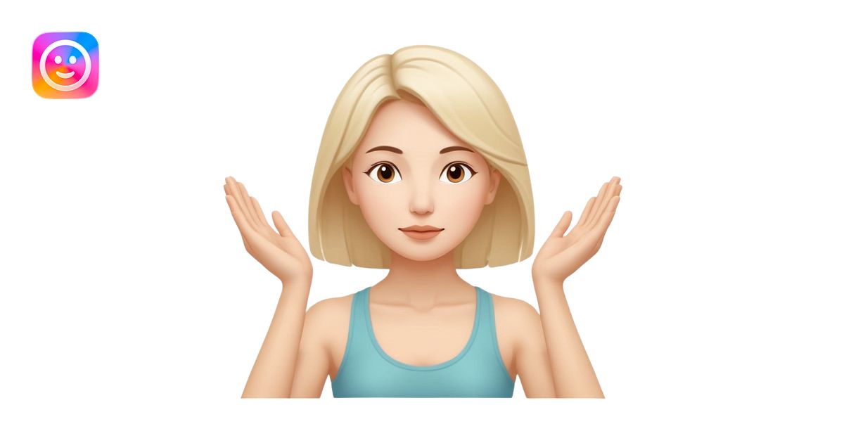 Minimal wellness-style emoji of a woman doing face yoga exercises ...
