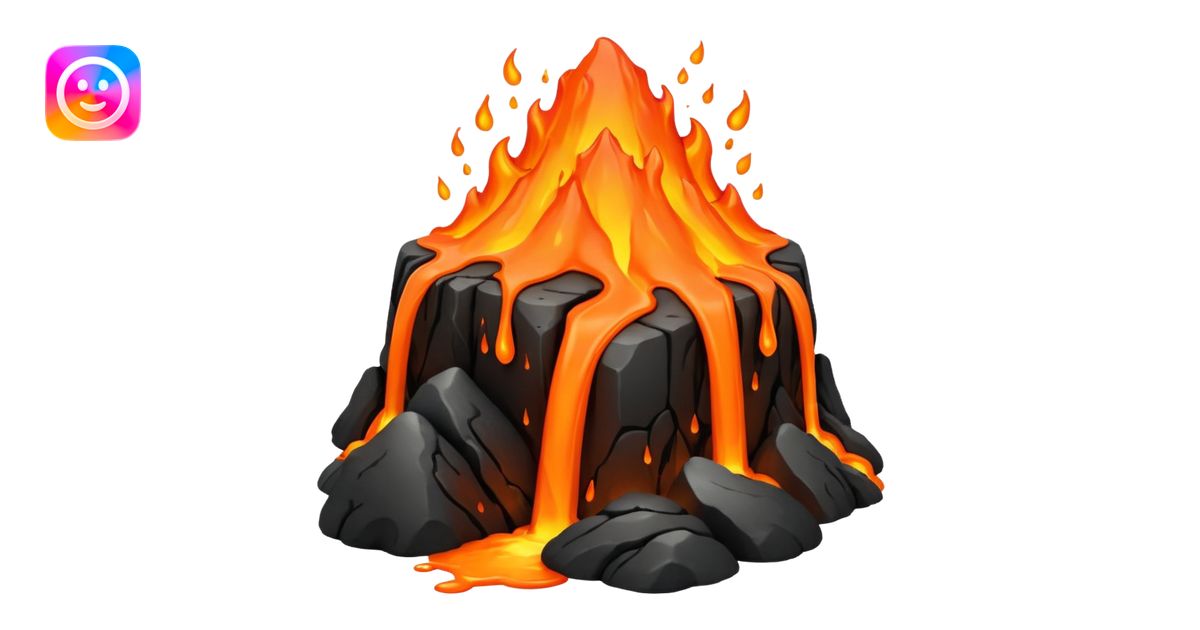 A lava flow spilling slowly over blackened rocks. emoji | AI Emoji ...