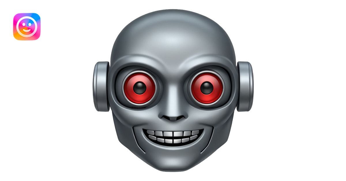 evil robot. Only its head. Very low details. Make it smile emoji | AI ...