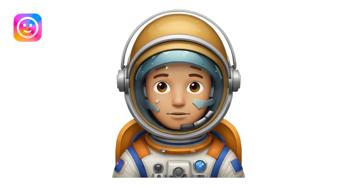 astronaut man with helmet broken glass emoji | AI Emoji Generator