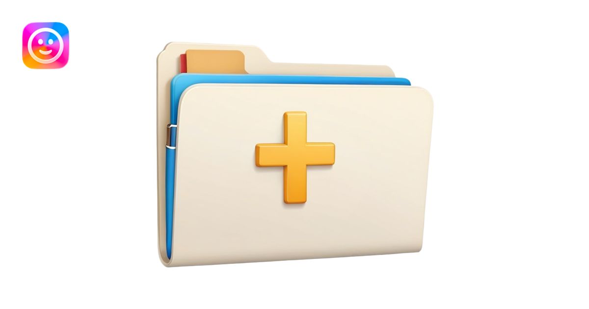 document folder with a plus sign on the cover, representing an ...