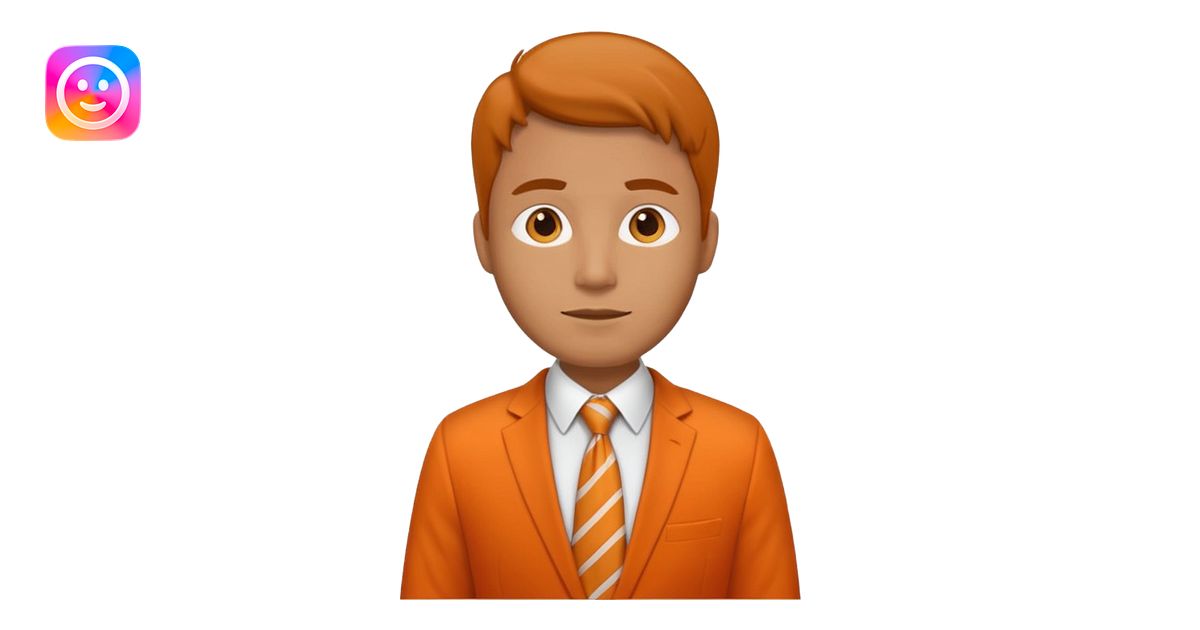 office worker man, wearing tie, orage outfit emoji | AI Emoji Generator