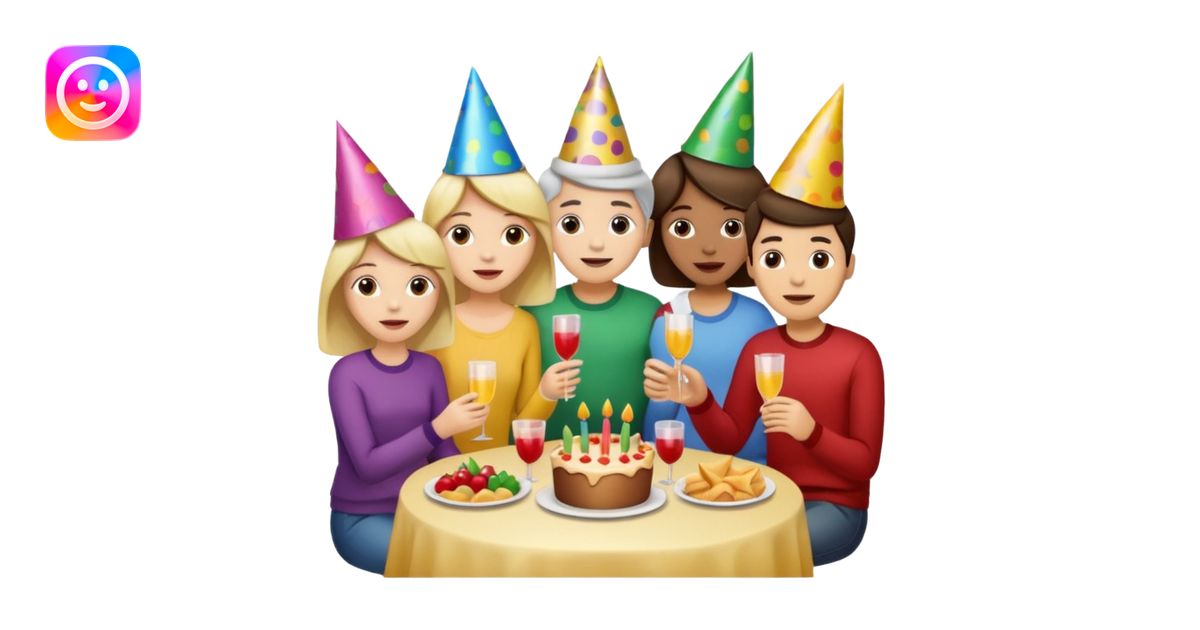 200 people eating at a family party emoji | AI Emoji Generator