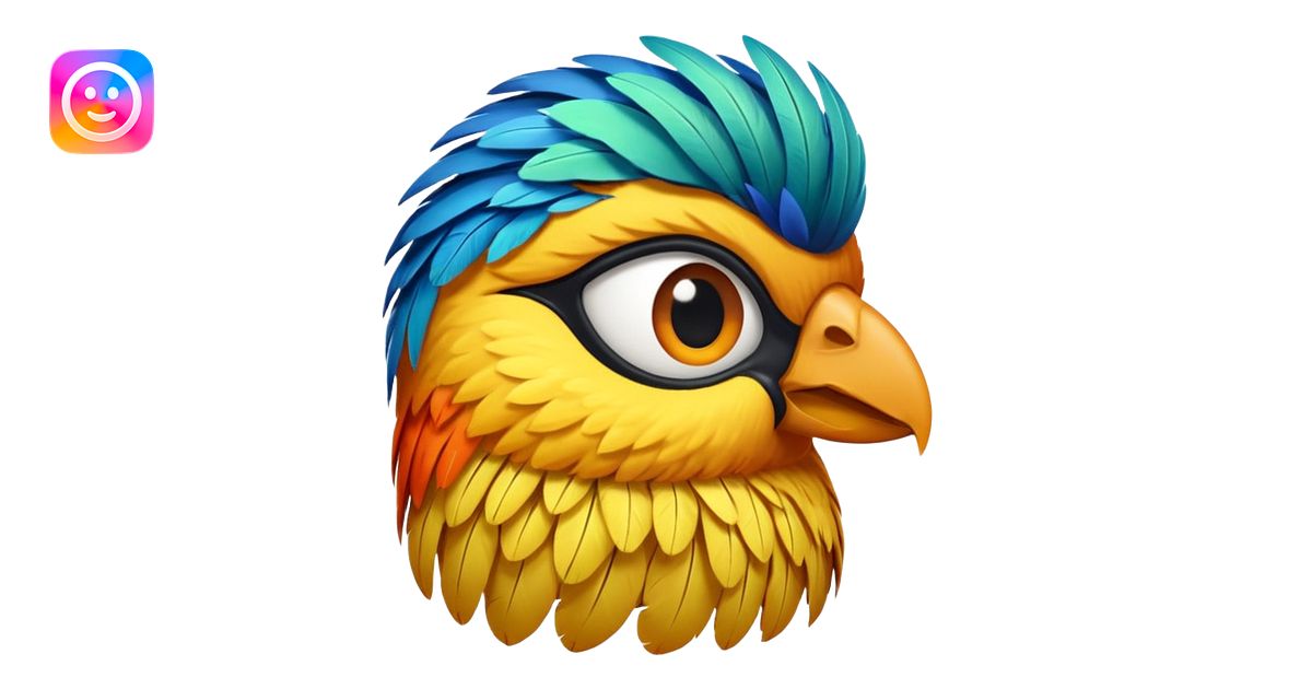 Un oiseau qui lance un regard sérieux emoji | AI Emoji Generator