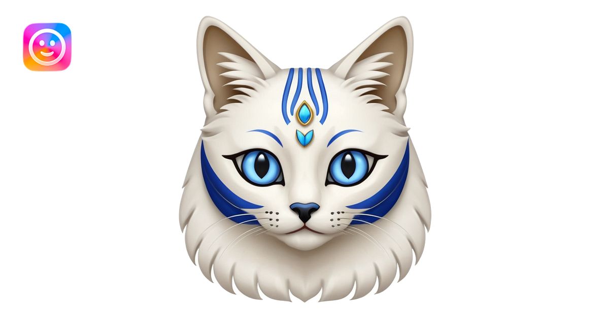 Egyptian Cats: White cat with blue eye paint emoji | AI Emoji Generator